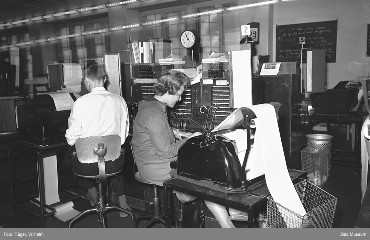 Televerkets telefonsentral. - Oslo Museum / DigitaltMuseum
