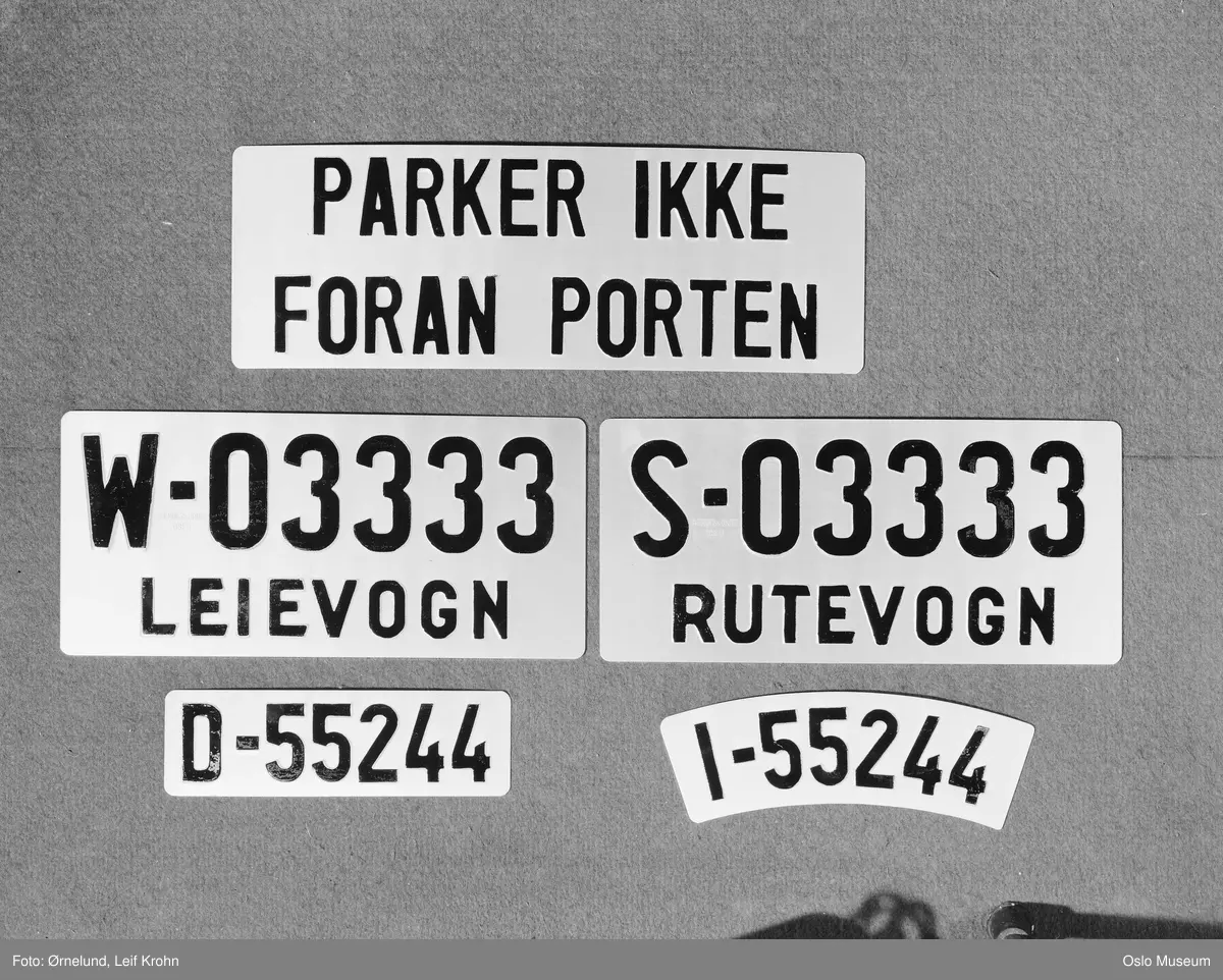 skilt, bilskilt, varselskilt - Oslo Museum / DigitaltMuseum
