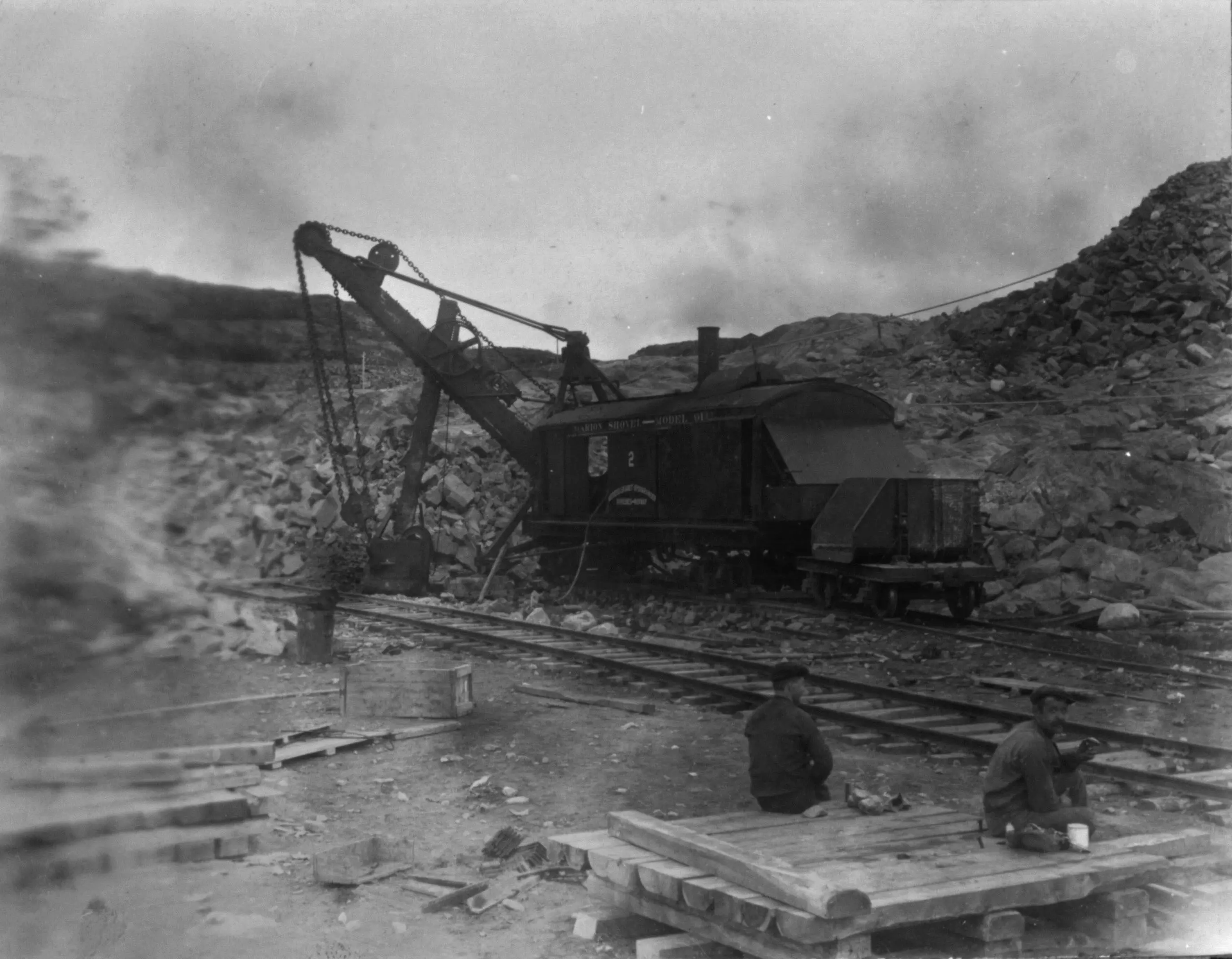 Marion Shovel - model 91. 13/7 1910. Dampdreven gravmaskin, produsert ...