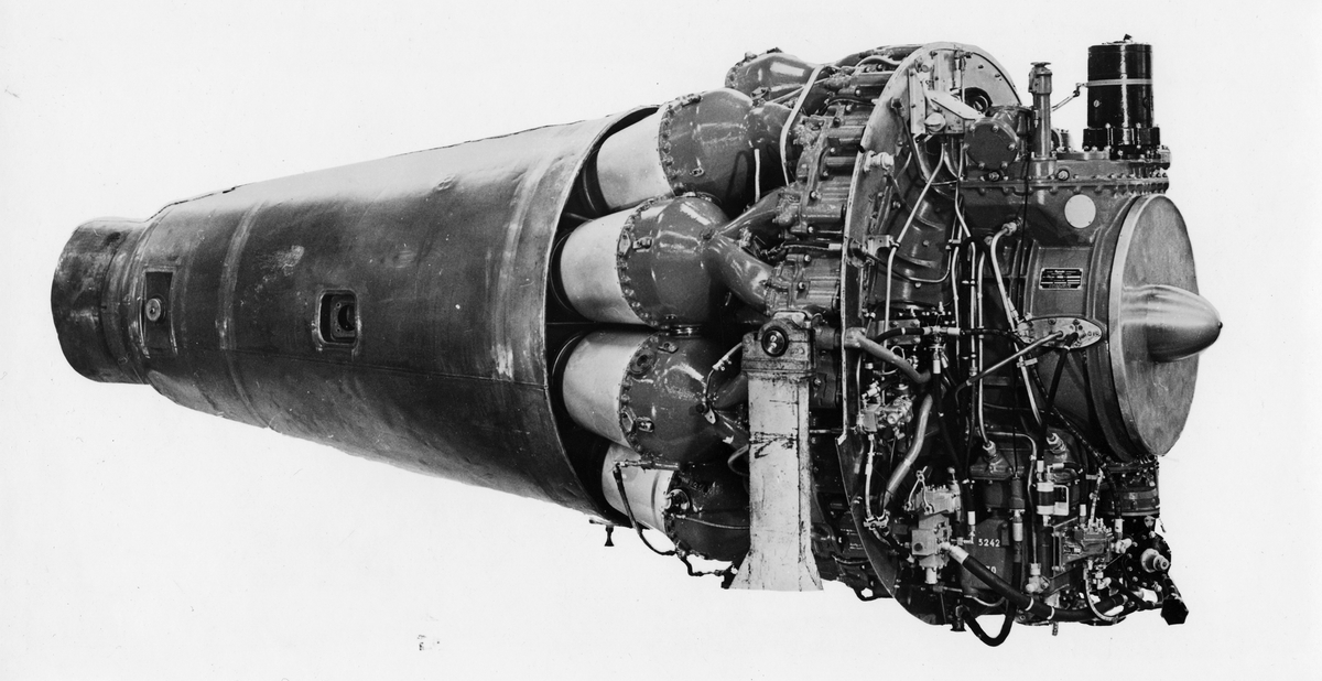 Flygmotor RM 2 (De Havilland Ghost 50), tillverkad 1952, för flygplan J ...
