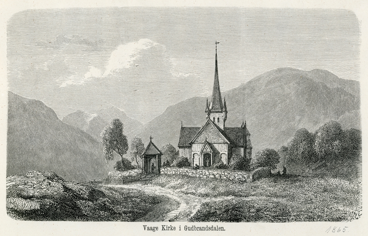 «Vaage Kirke i Guldbrandsdalen.» - Anno Norsk skogmuseum / DigitaltMuseum