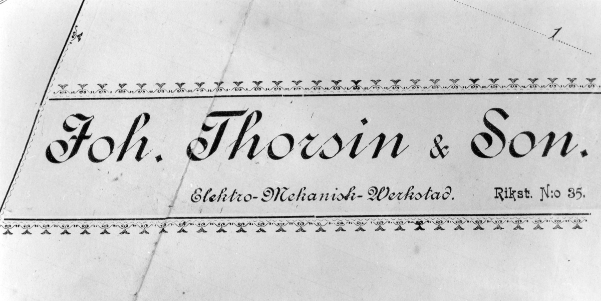 Joh. Thorsin & Son Elektro-Mekanisk Verkstad i kvarteret Glaciären ...