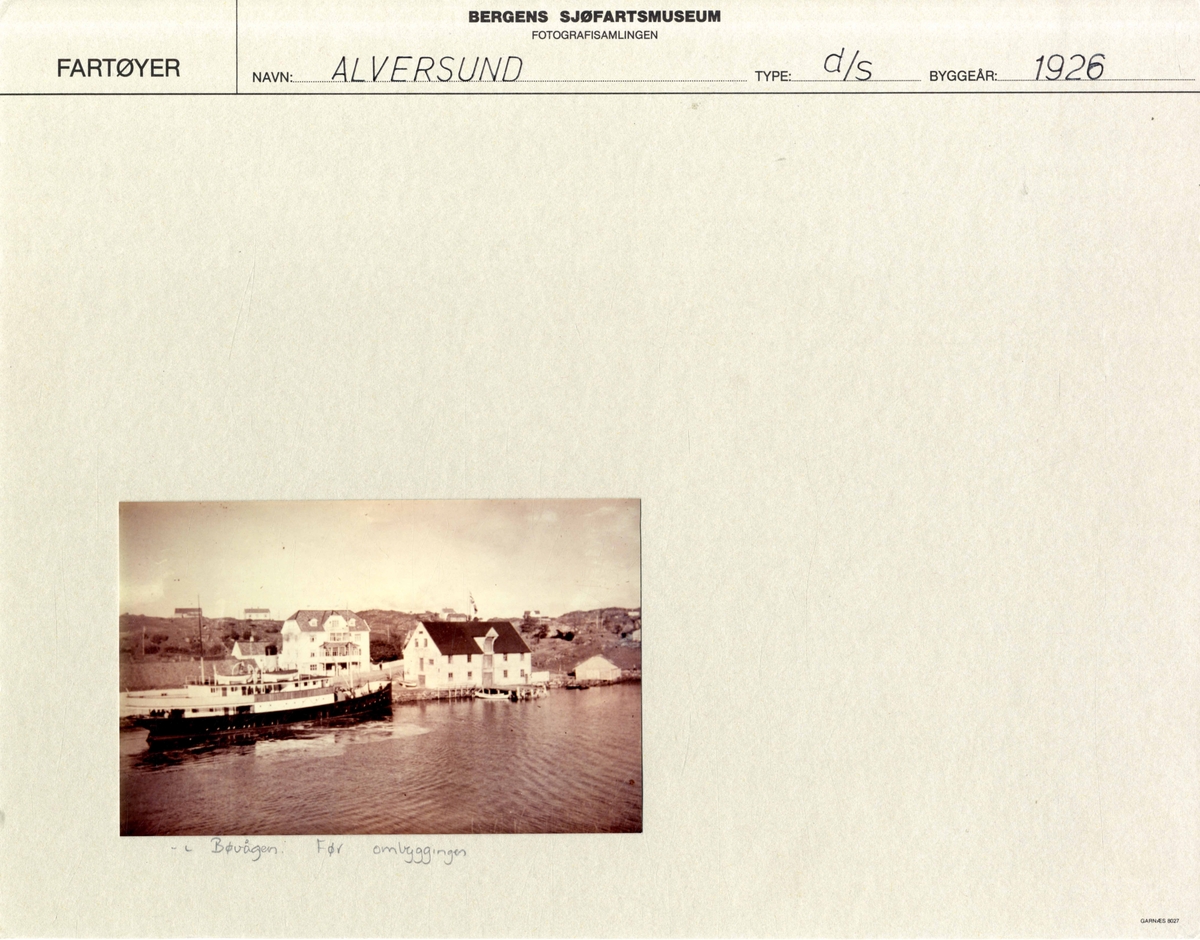 DS ALVERSUND (bygget 1926) i Bøvågen før ombyggingen. - Bergens ...