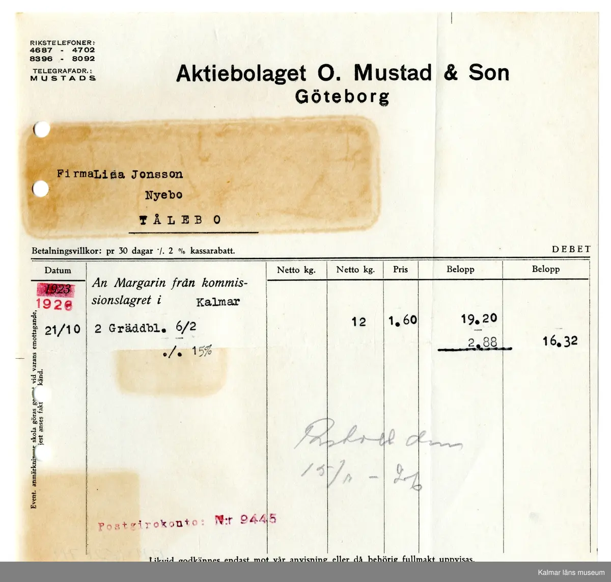 Faktura - Kalmar läns museum / DigitaltMuseum