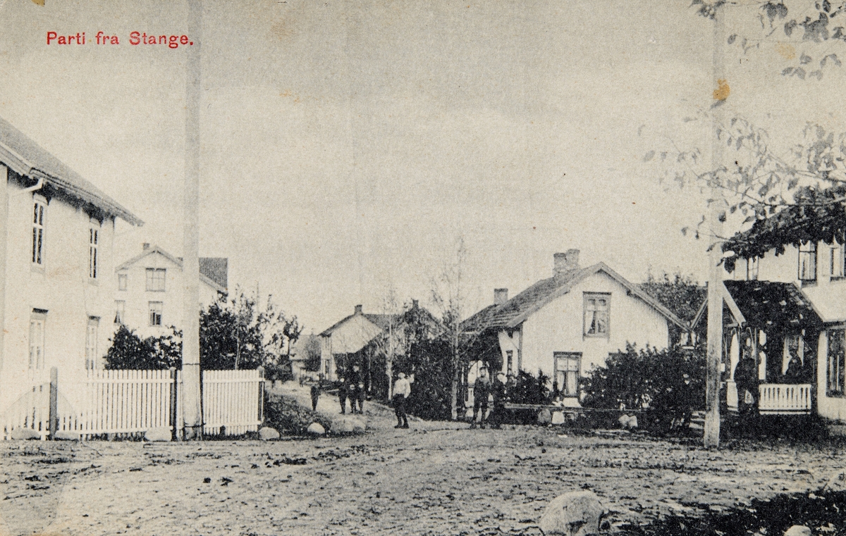 Postkort, Stange sentrum, Stangebyen, Tingvoldkrysset sett mot øst, til ...