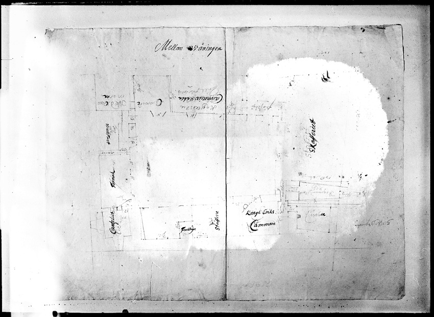 Västerås slott. Planritning 1600-talet, våningen en trappa upp ...