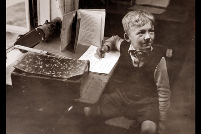 Skolefane for Disen skole - Oslo Skolemuseum / DigitaltMuseum