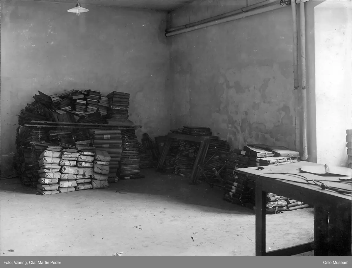 Den gamle logen, interiør, Kristiania kommunearkiv, hauger, protokoller ...