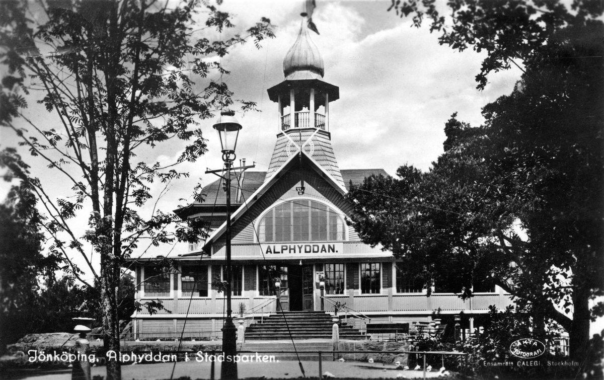 Alphyddan i Jönköpings stadspark. Vykort postat 1929-07-22 ...