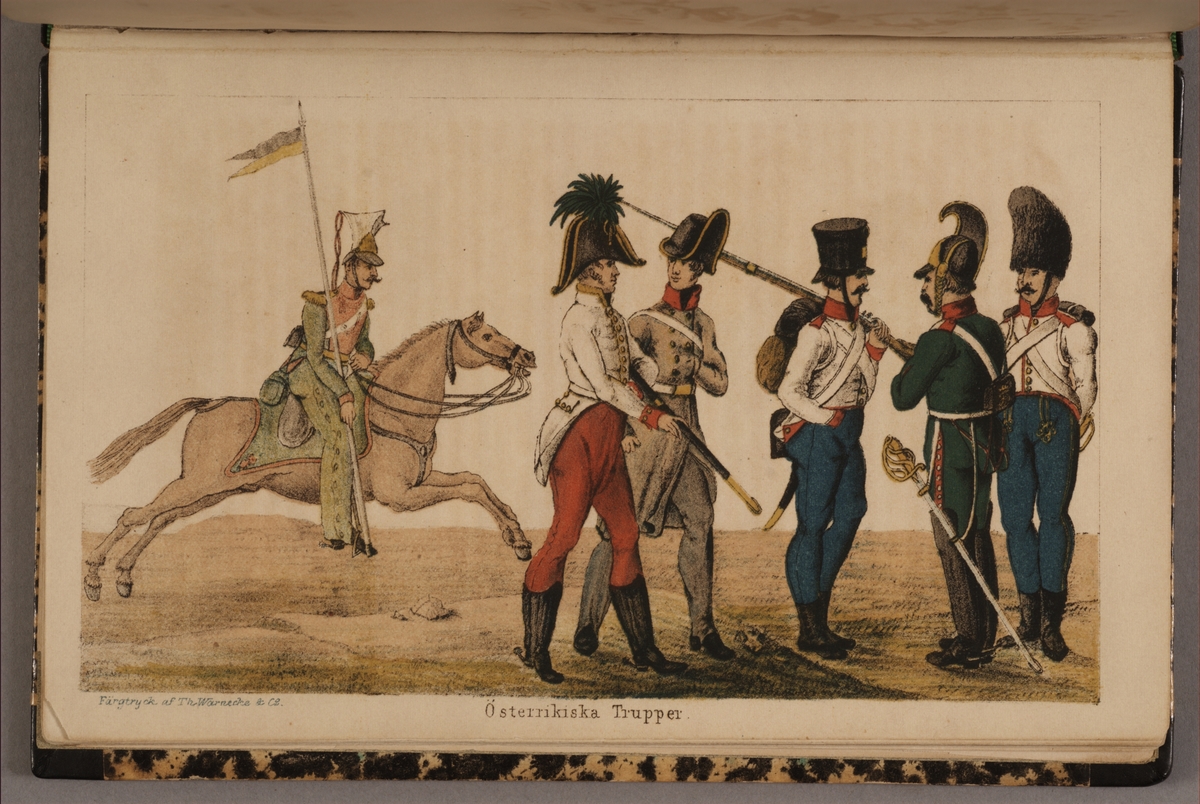 Österrikiska trupper. Uniformsteckning av Carl Johan Ljunggren tryckt i boken Minnesanteckningar ...