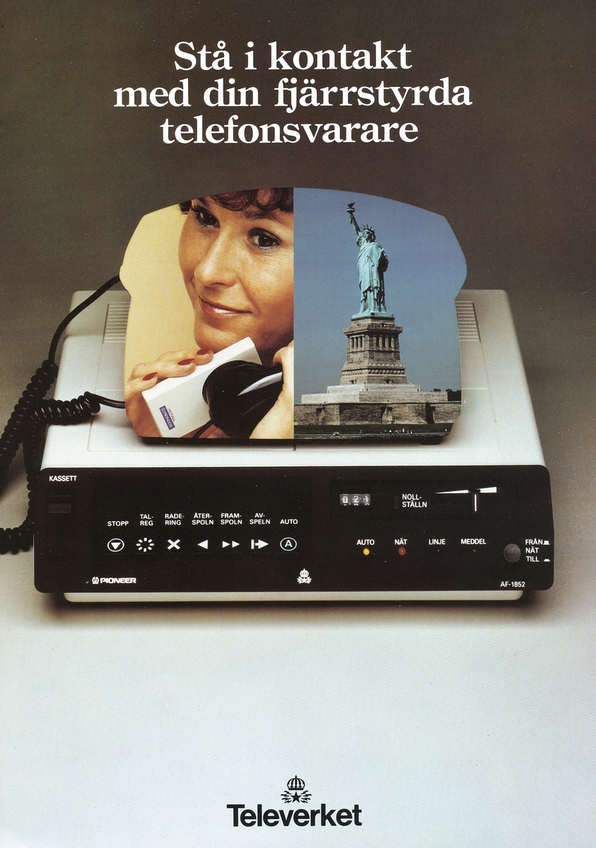 Reklamblad från Televerket 1983, för den fjärrstyrda telefonsvararen ...