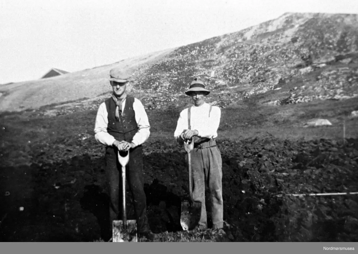 Oluf Brattøy, Brattøya og John Kippervik, Kvernes på torvmyra for å ta ...