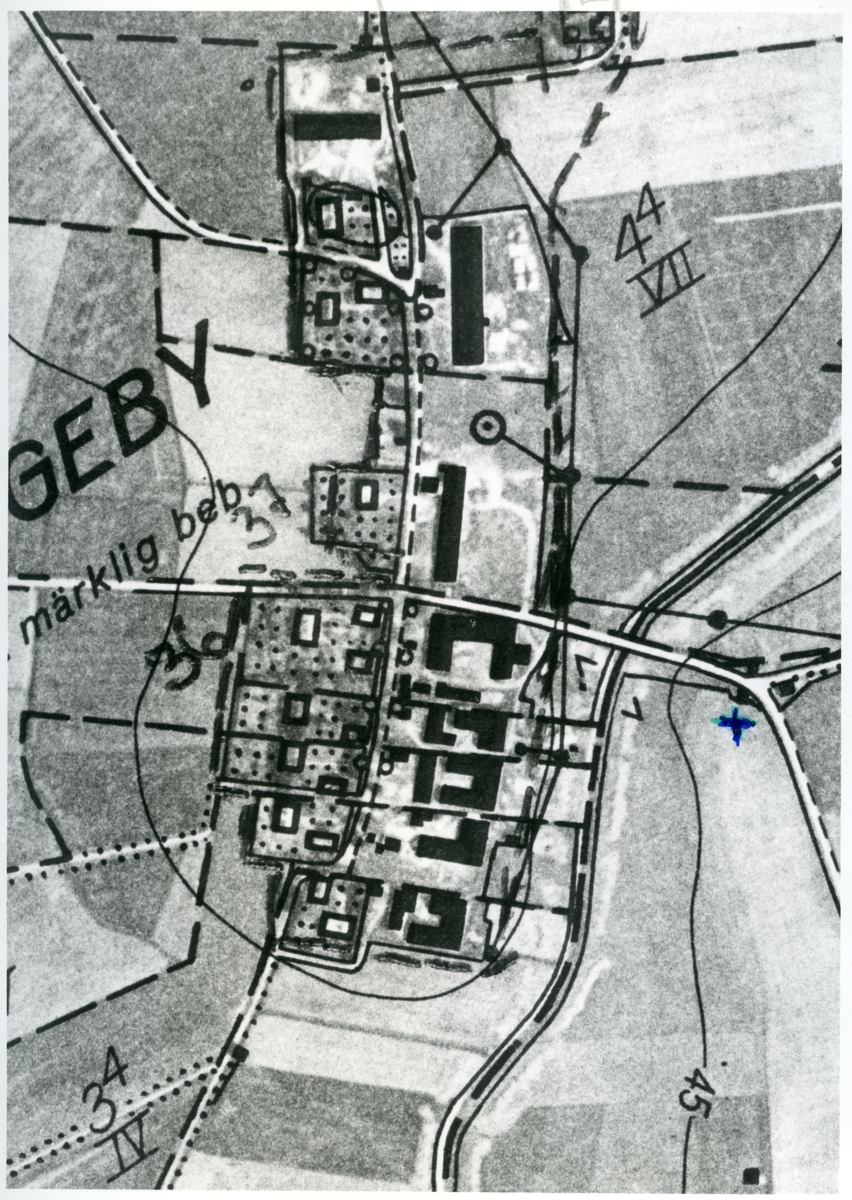 Huddunge sn, Huddungeby. Avfotograferad detalj av karta över Huddung ...