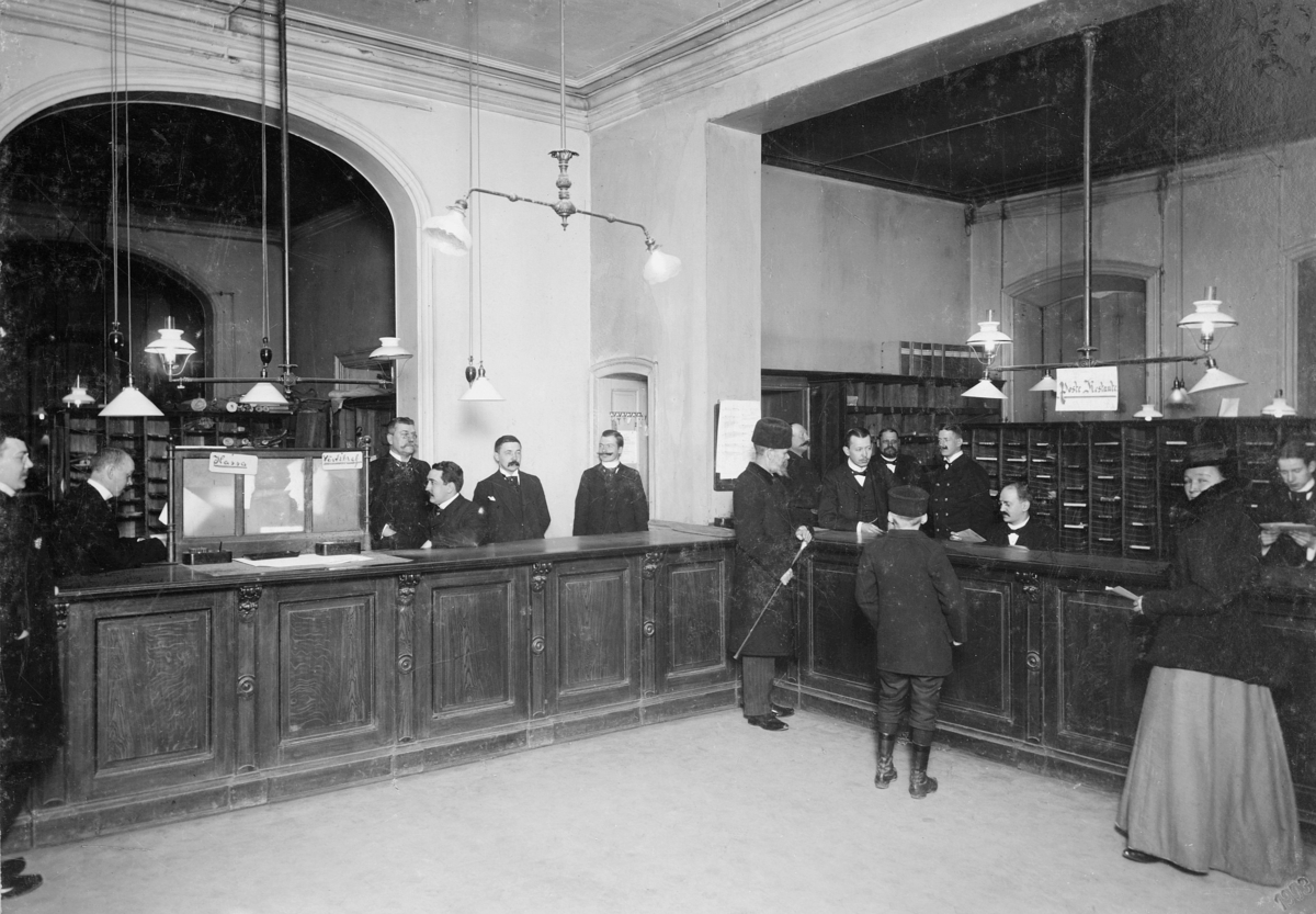 Posthuset Rödbodtorget, Stockholm 1903. Postkontoret Stockholm 1. Ank ...