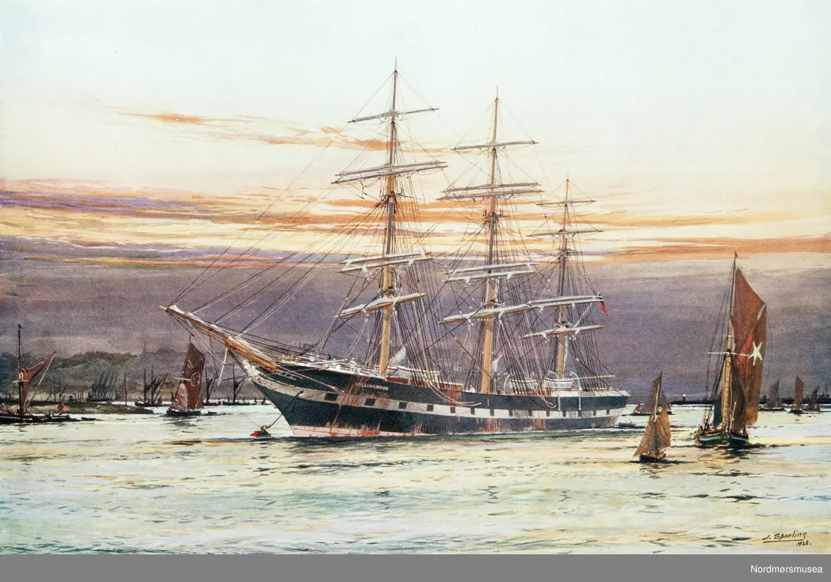 Seilskip ved navn "Collingwood". Det er Jack Spurling (1870-1930) som ...