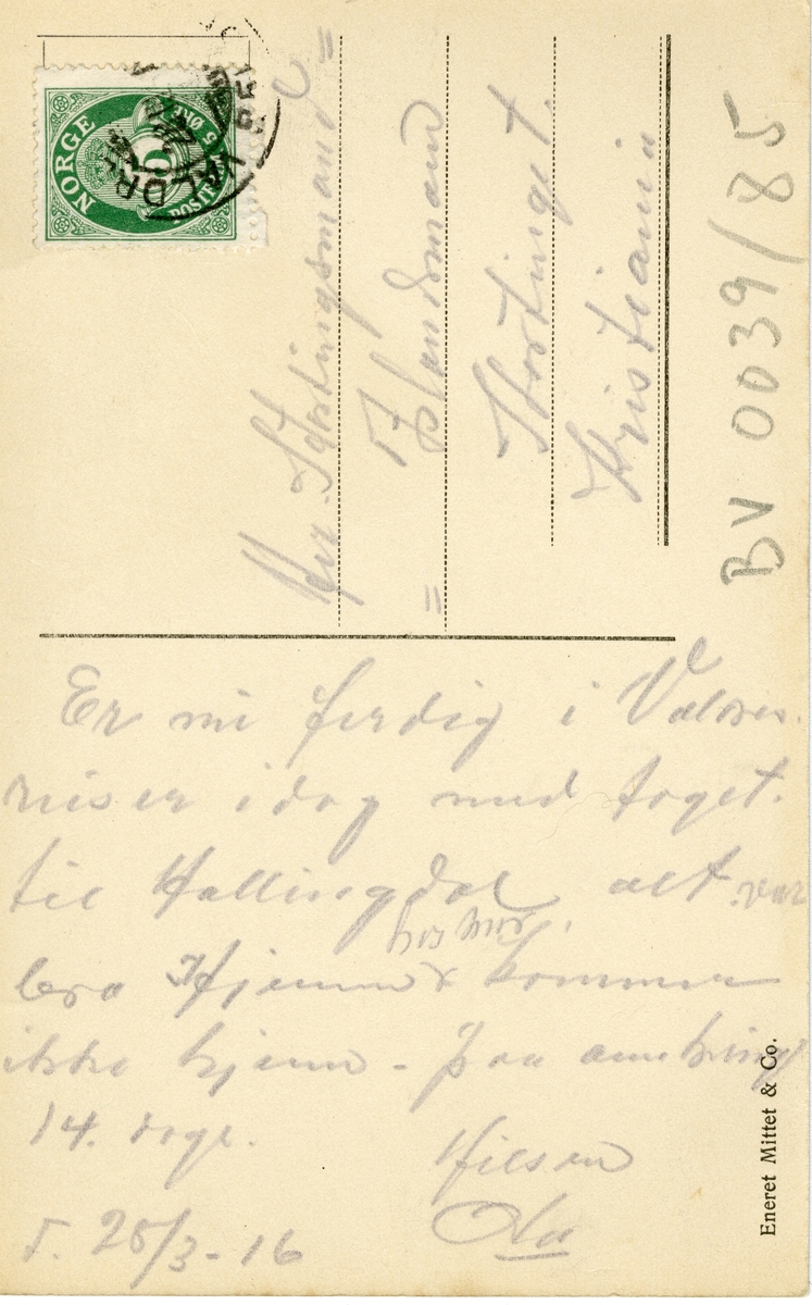 Postkort med motiv fra Fagernes og Strandefjorden. Fagerlund hotell ...