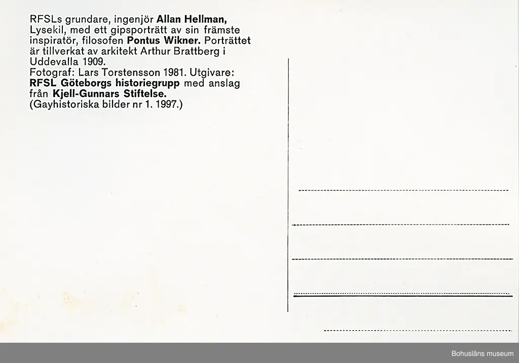 Allan Hellman med relief föreställande Pontus Wikner - Bohusläns museum ...