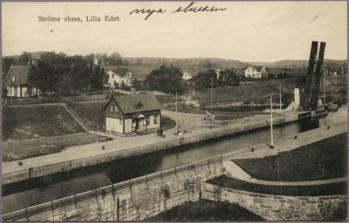 Ströms sluss i Lilla Edet anlagd 1916. - Järnvägsmuseet / DigitaltMuseum