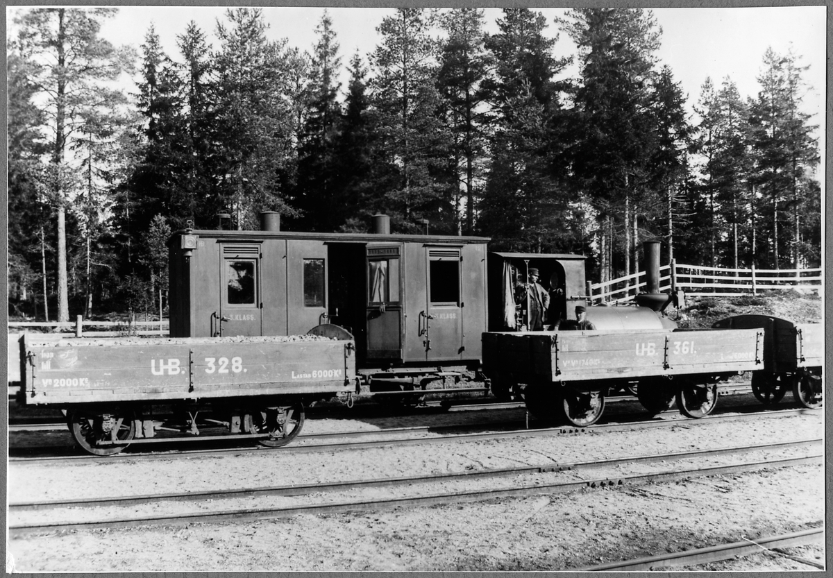 Nordmark - Klarälvens järnväg, NKlJ lok 1 "UA". Personvagn Uddeholms ...