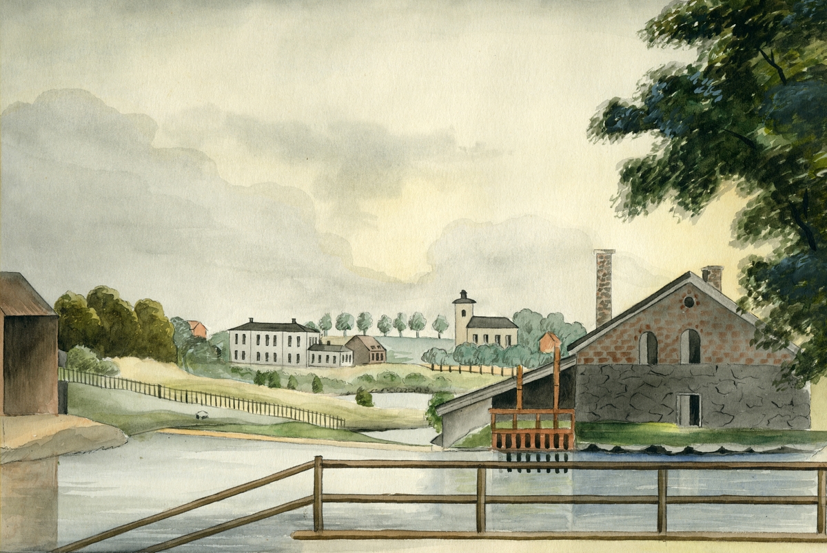 Högbo bruk, 1850-talet [Akvarellmålning] - Länsmuseet Gävleborg ...