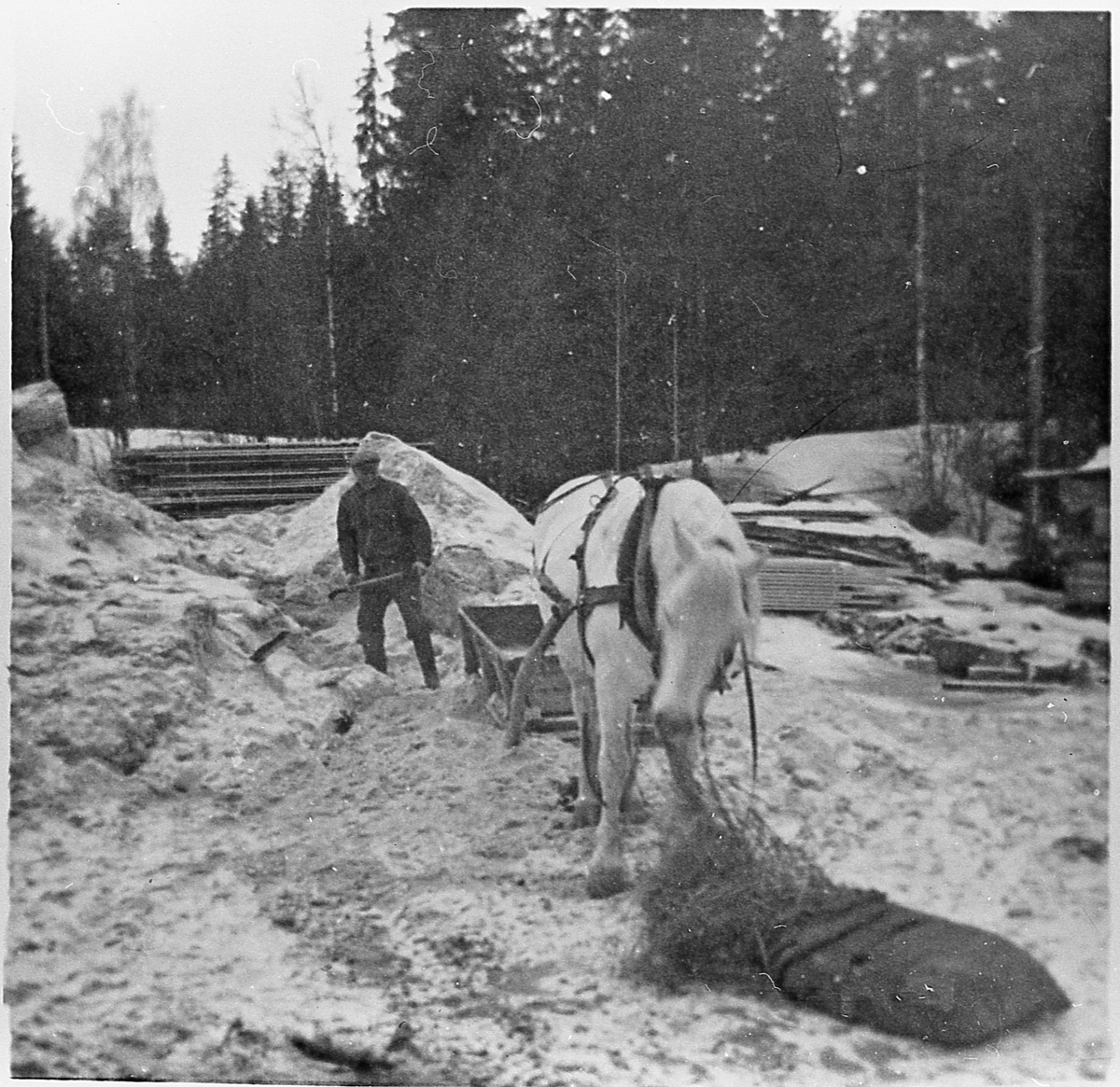 Kristian Flaget henter sagflis på Nevrasaga i Bingen, ca.1965. - Sigdal ...