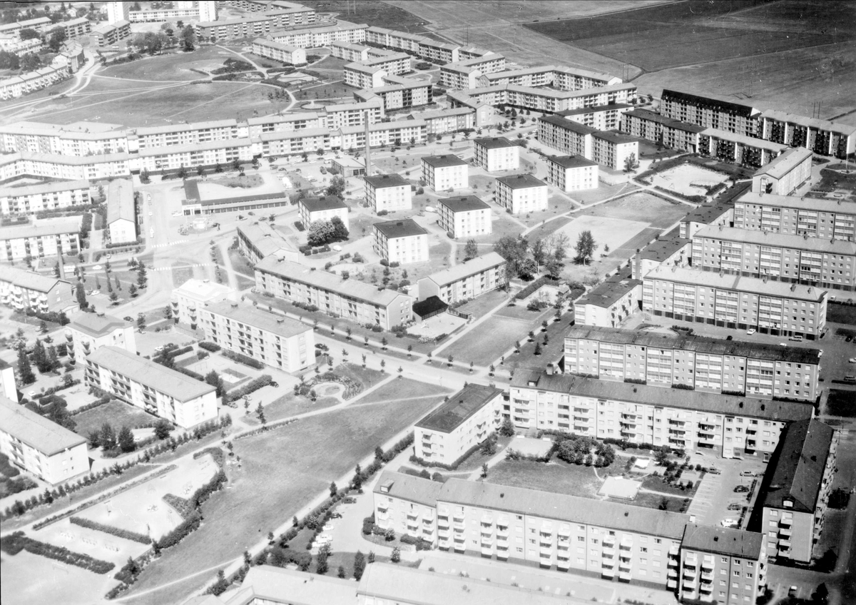 Flygfoto över stadsdelen Sala backe, Uppsala 1966 - Upplandsmuseet ...