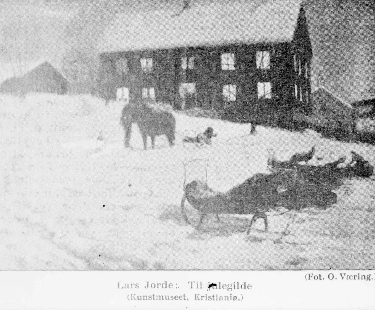 Maleri av Lars Jorde "Julegilde" 1895-1896. Skoug gård Ringsaker. Repro ...