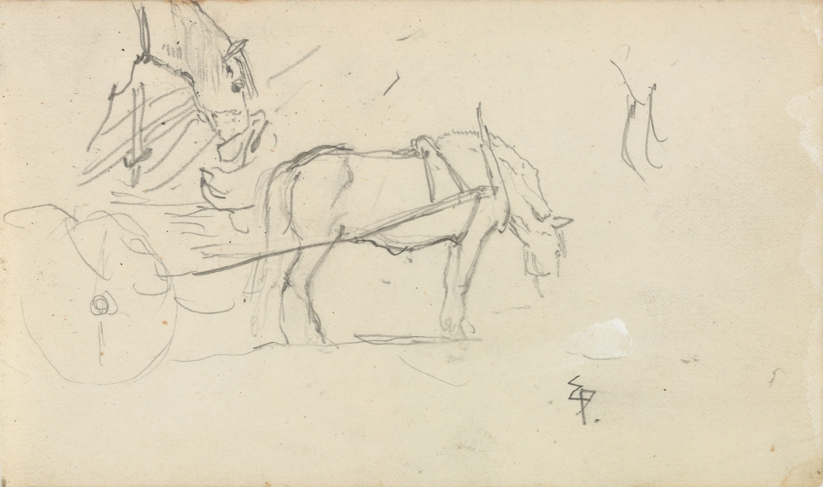 Hestehode; hest og kjerre [Tegning] - Nasjonalmuseet ...